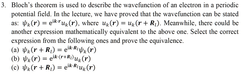 Bloch Theorem Band Theory Of Solids Engineering 42 Off