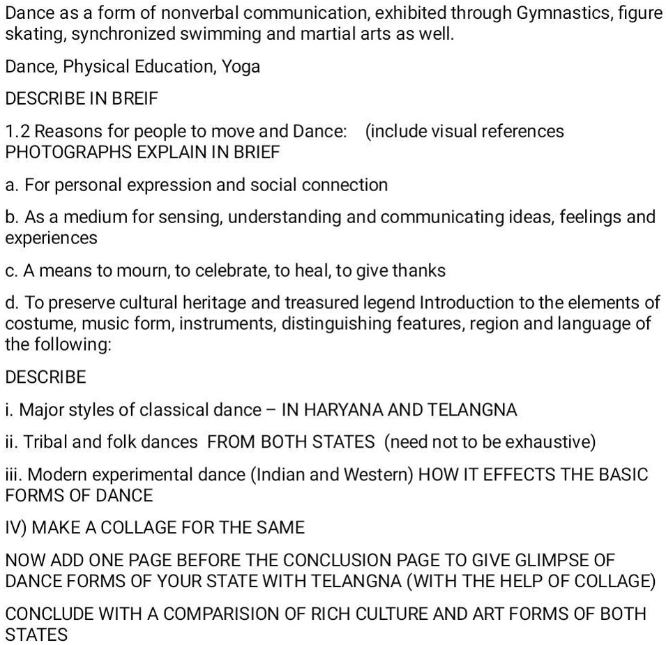 SOLVED: 'project on dance form of haryana and telangana Dance as a form ...