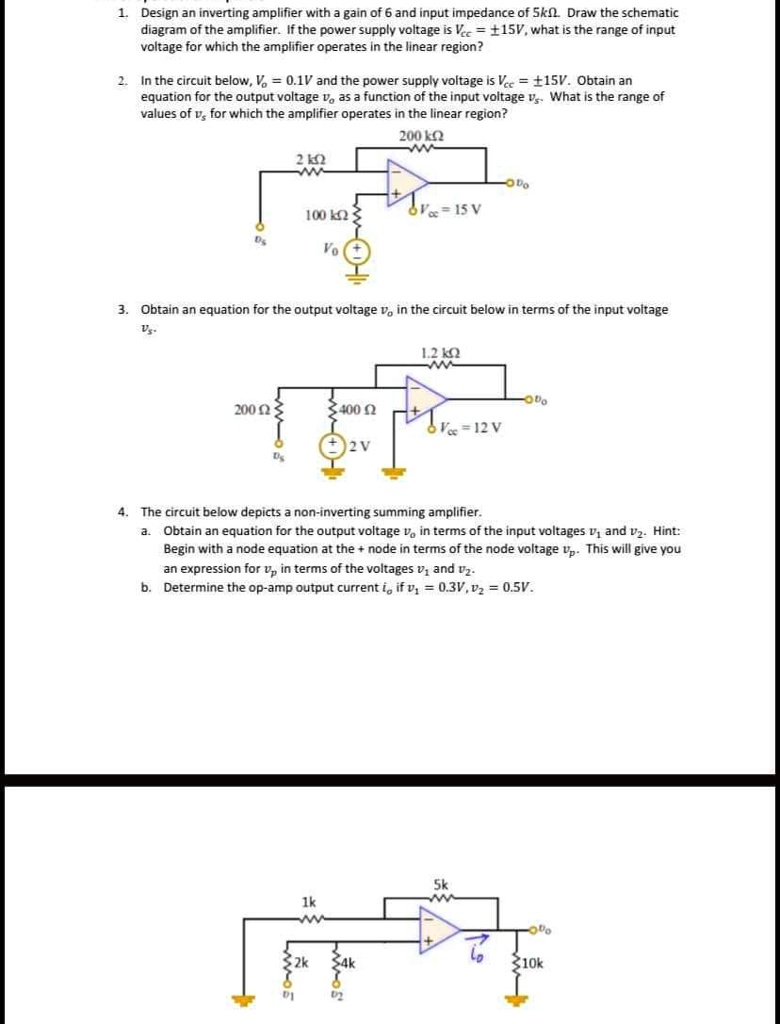 1 design an inverting amplifier with a gain of 6 and input...