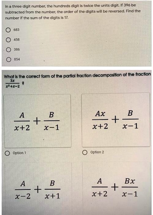 SOLVED: In a three-digit number, the hundreds digit is twice the units ...