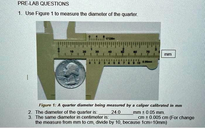 PRE-LAB QUESTIONS Use Figure 1 to measure the diameter of the quarter ...