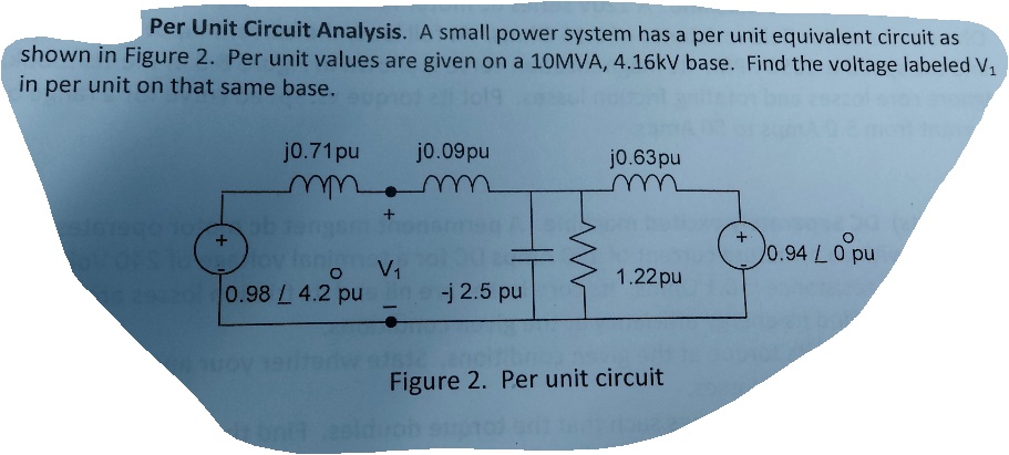 Per Unit Circuit Analysis. A small power system has a per unit equivalent circuit as shown in ...