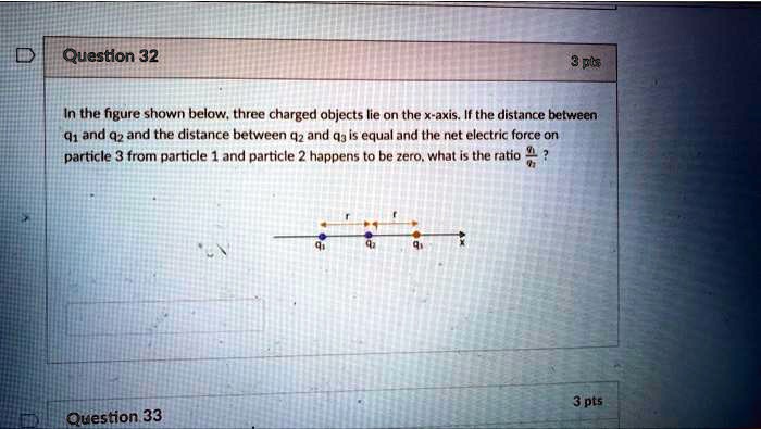 SOLVED: Question 32 p16 In the figure shown below, three charged objects lie on the x-axis. If ...