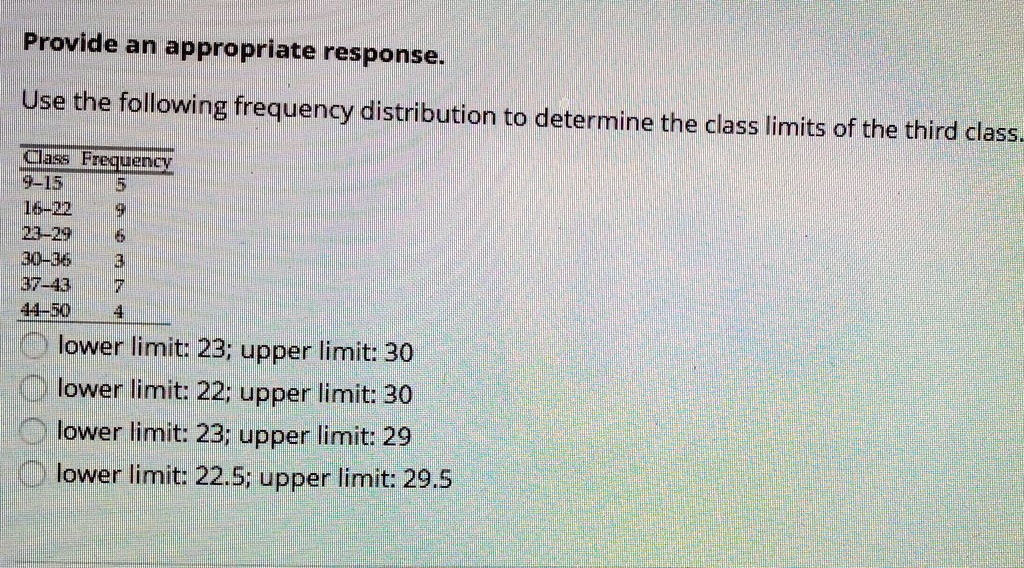 SOLVED: Provide an appropriate response: Use the following frequency ...