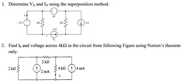 1determine vx and ix using the superposition method 2 find io and voltage across 4k in the ...