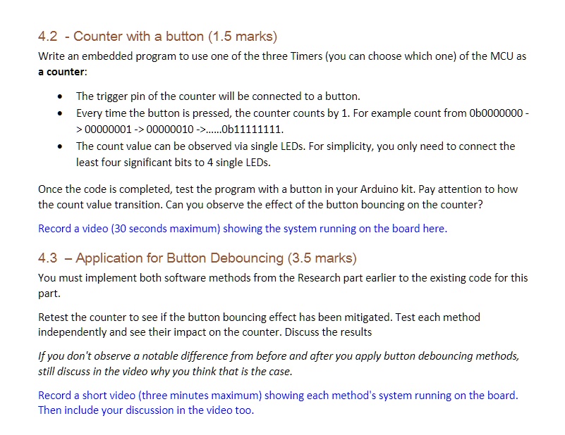 SOLVED: The code should be written in C for Arduino Uno. 4.2 - Counter ...
