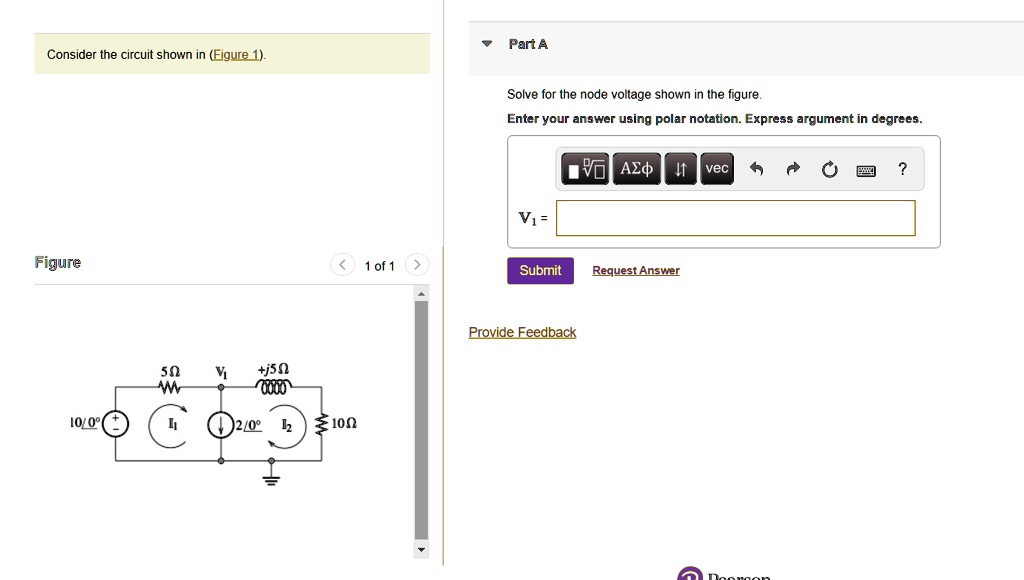 SOLVED: Solve for the node voltage shown in the figure. Enter your answer using polar notation ...