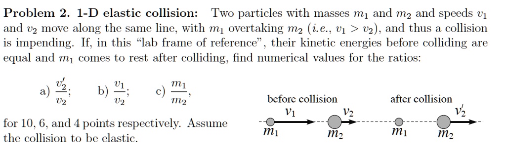 SOLVED: Problem 2: 1-D Elastic Collision Two particles with masses M1 and M2 and speeds V1 and ...