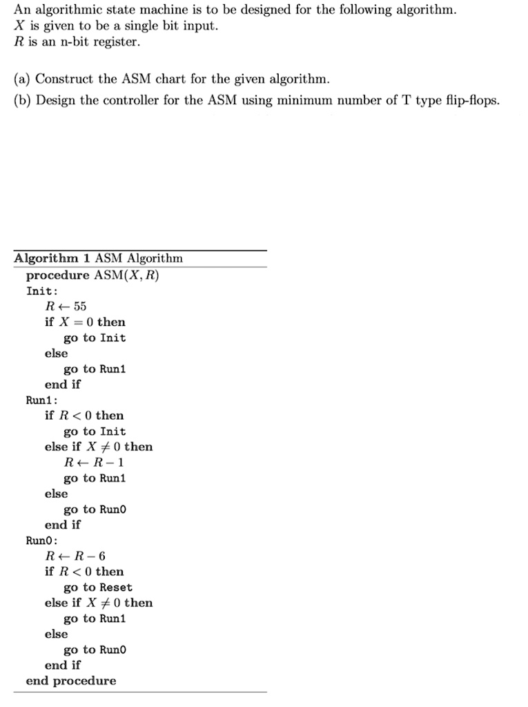 Solved An Algorithmic State Machine Is To Be Designed For The Following Algorithm X Is Given 3461