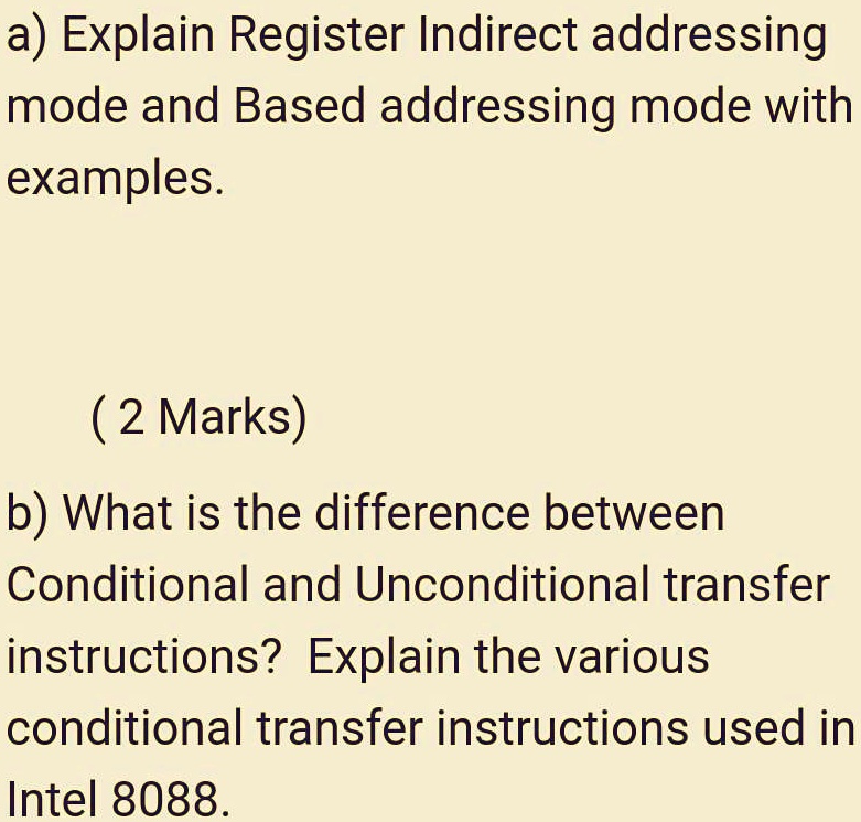 SOLVED: Explain Register Indirect addressing mode and Base addressing ... SOLVED: Explain Register Indirect addressing mode and Base addressing ...
