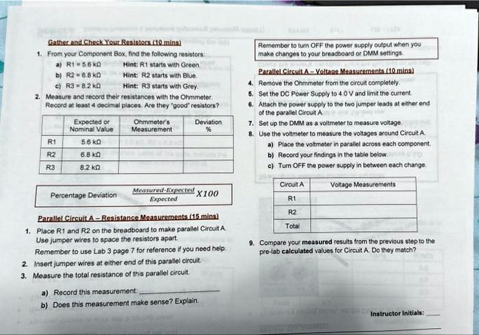 Text: Gather and Check Your Resistors (10 mins) Remember to turn OFF ...