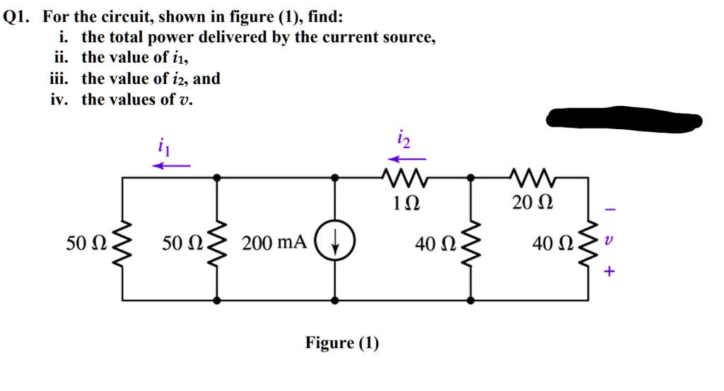 SOLVED: Solve using voltage and current division! Q1. For the circuit shown in figure (1), find ...