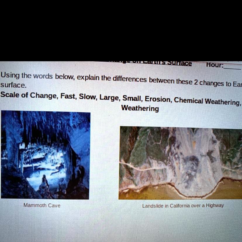 Using the words below, explain the differences between these 2 changes ...