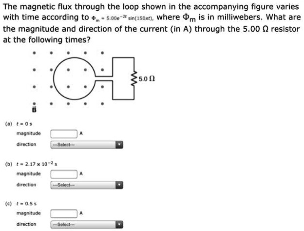 SOLVED: The magnetic flux through the loop shown in the accompanying figure varies with time ...