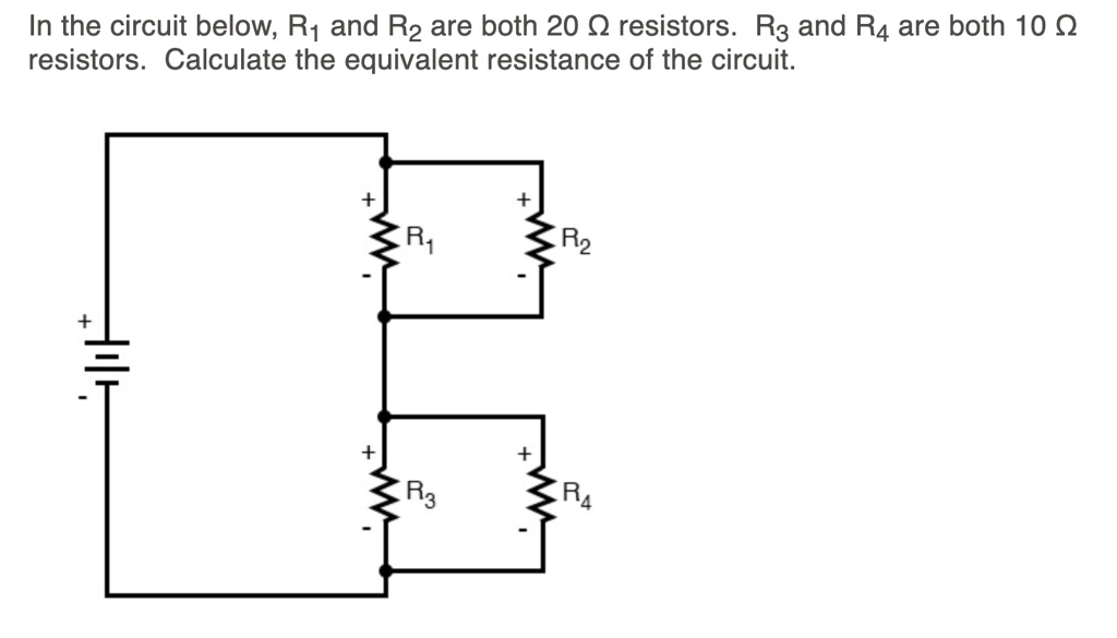 in the circuit below r1 and rz are both 20 q resistors r3 and r4 are both 10 q resistors ...