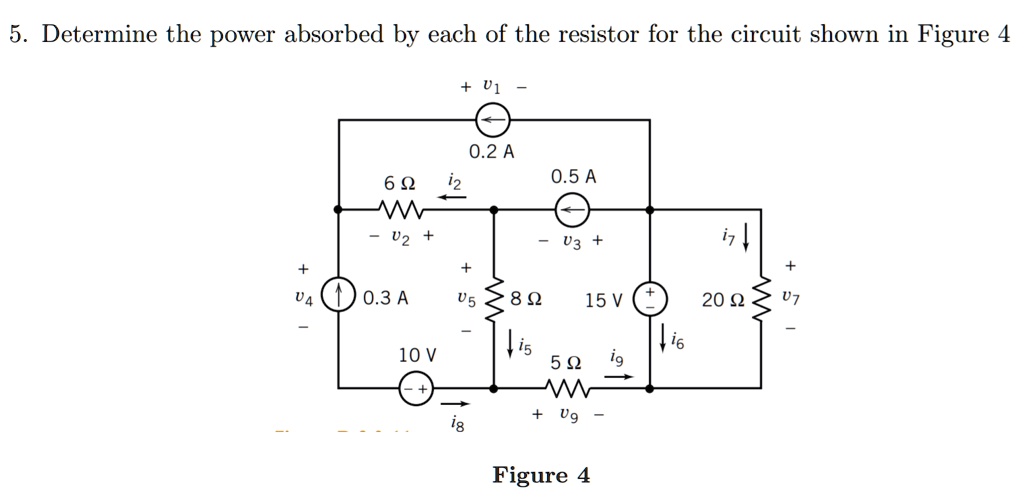 5. Determine the power absorbed by each of the resistor for the circuit ...