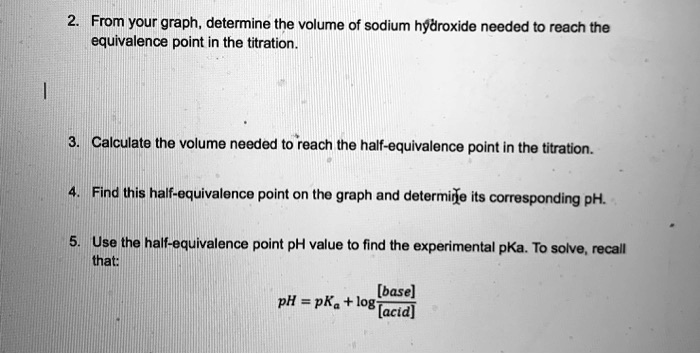 2. From your graph, determine the volume of sodium hydroxide needed to reach the equivalence ...