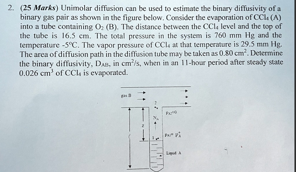 Solved 2 25 Marks Unimolar Diffusion Can Be Used To Estimate The