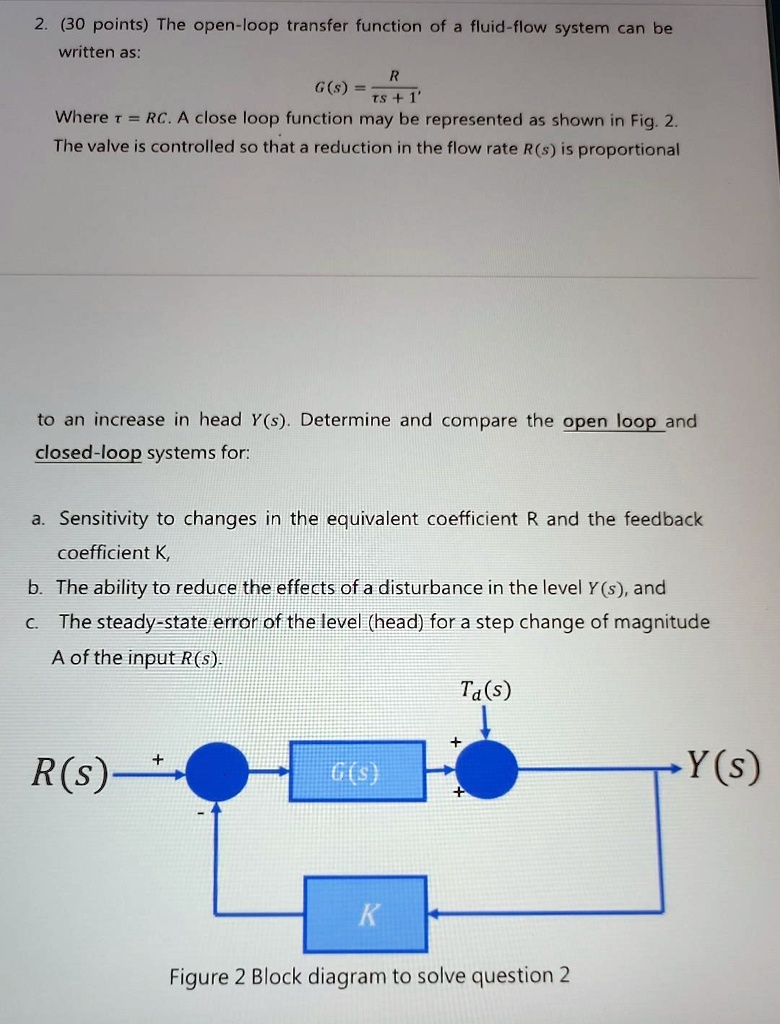 Solved The Open Loop Transfer Function Of A Fluid Flow System Can Be Written As R1s2