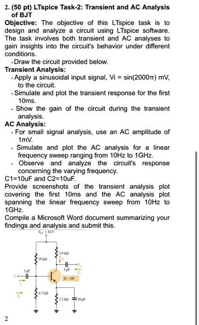 SOLVED: 2.50 pt LTspice Task-2: Transient and AC Analysis of BJT ...