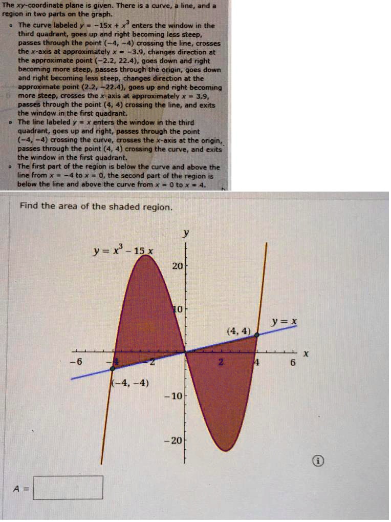 the xy coordinate plane i5 given there i5 curve line and region in two parts on the graph the ...