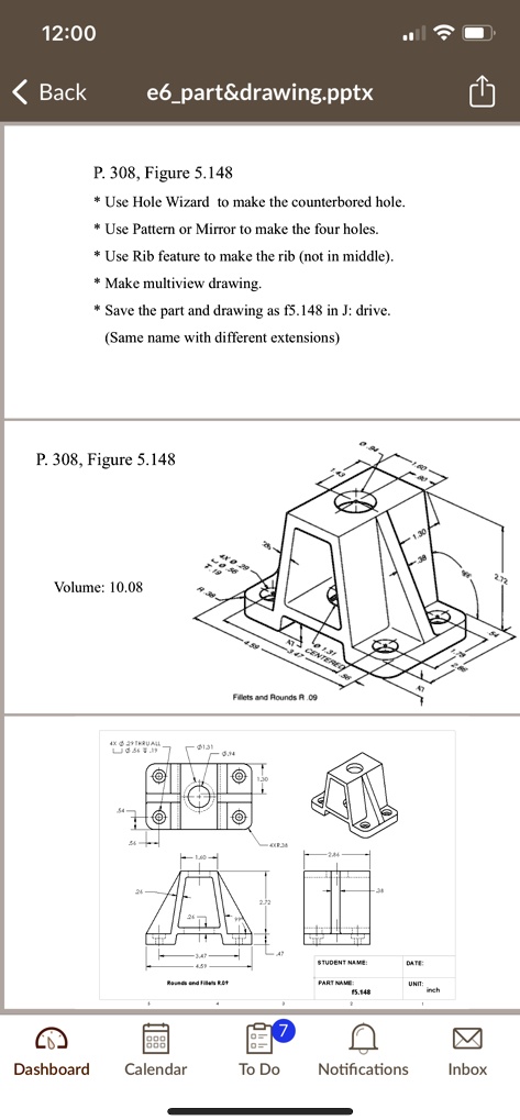SOLVED: 12:00 Back e6part drawing.pptx P. 308, Figure 5.148 Use Hole ... SOLVED: 12:00 Back e6part drawing.pptx P. 308, Figure 5.148 Use Hole ...