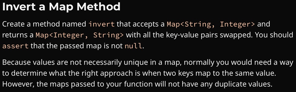 Video Solution Invert A Map Method Create A Method Named Invert That Accepts A Map And Returns