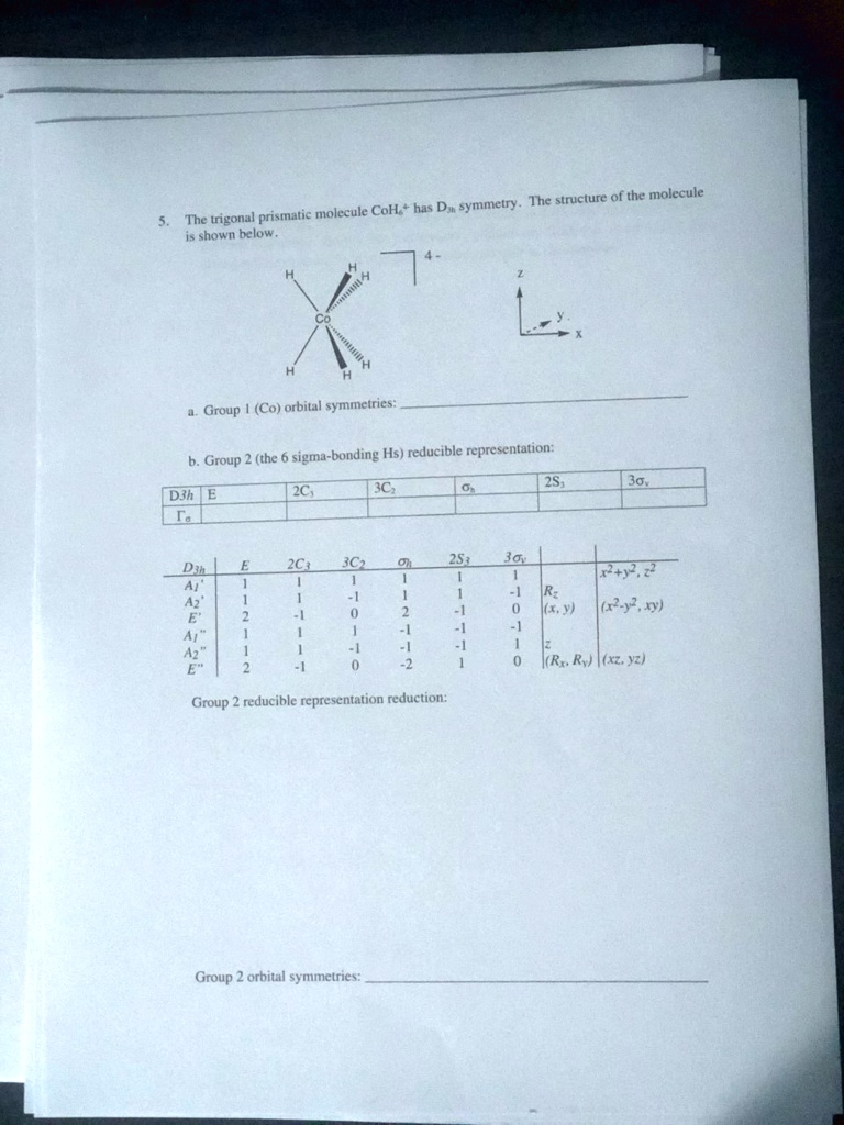 SOLVED: The structure of the molecule CoHe has D2h symmetry. The ...