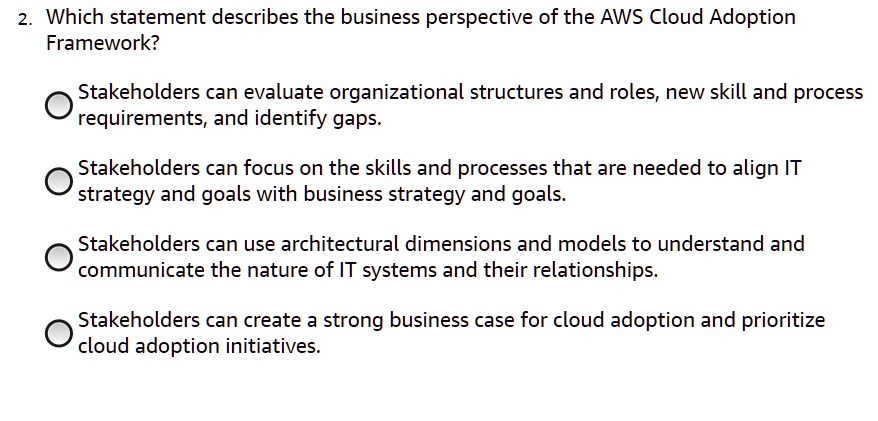 2. Which statement describes the business perspective of the...