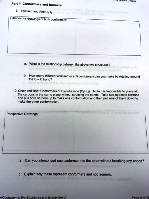 SOLVED:Part II: Conformers Isomors Eclipsod and Anti = Cht Perspective ...
