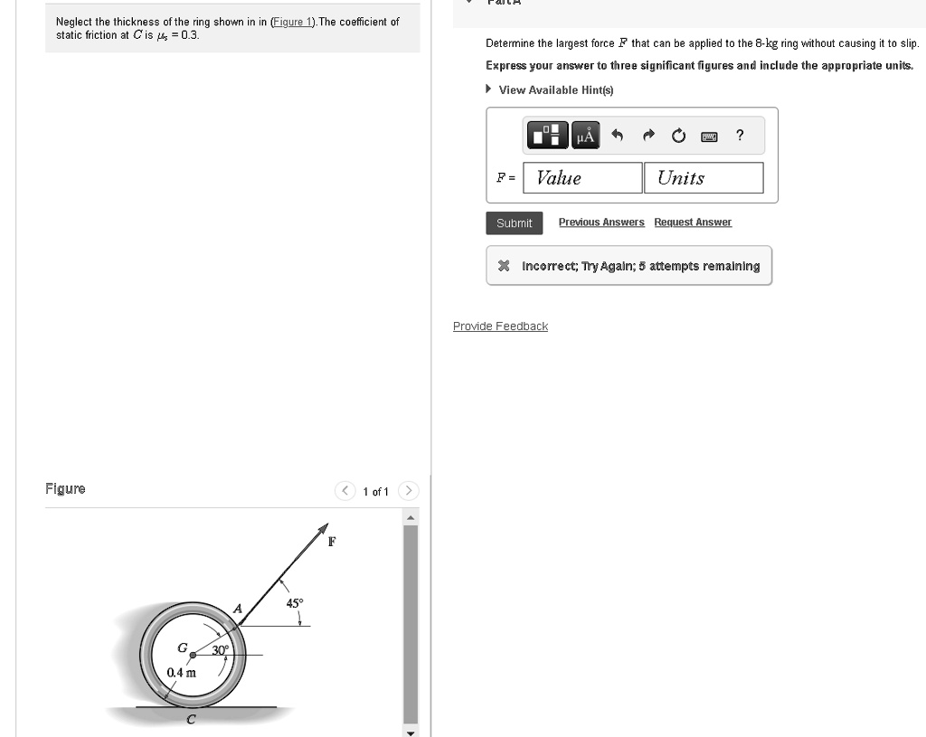 Neglect The Thickness Of The Ring Shown In In Figure 1 The Coefficient Of Static Friction At