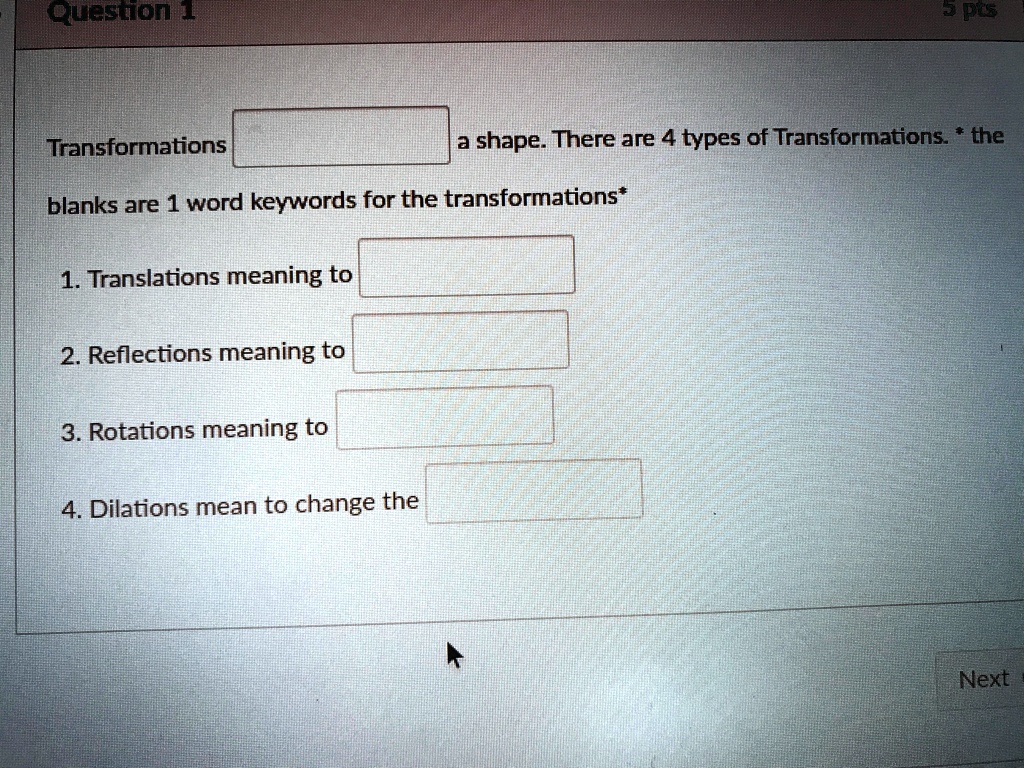 SOLVED: 'Help me plz!! And thank you (PTFuom EDf Transformations shape ...