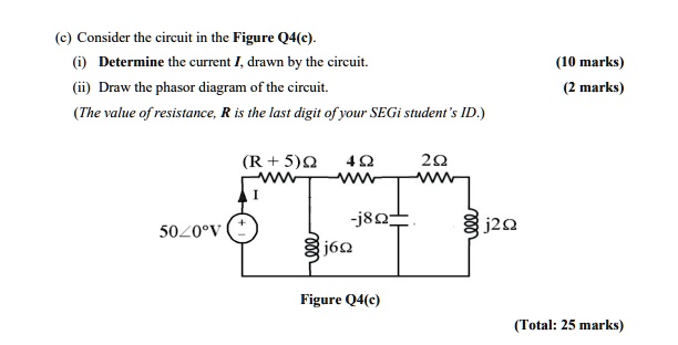 SOLVED: Text: R=8 (c) Consider the circuit in Figure Q4(c). (i) Determine the current I drawn by ...