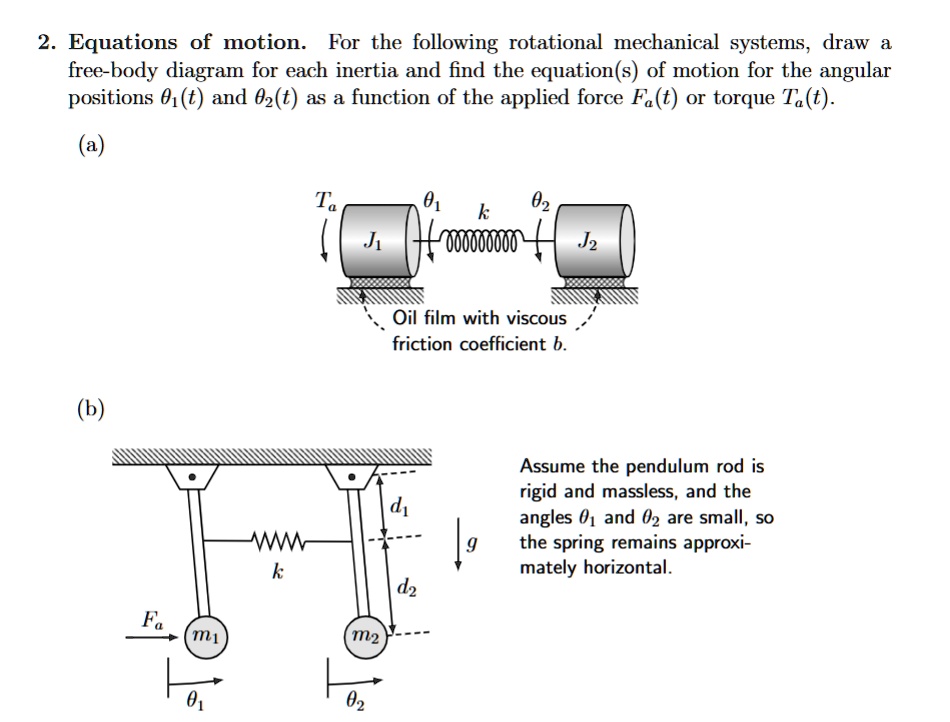 2 equations of motion for the following rotational...