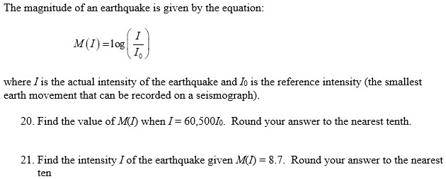 The magnitude of an earthquake is given by the...