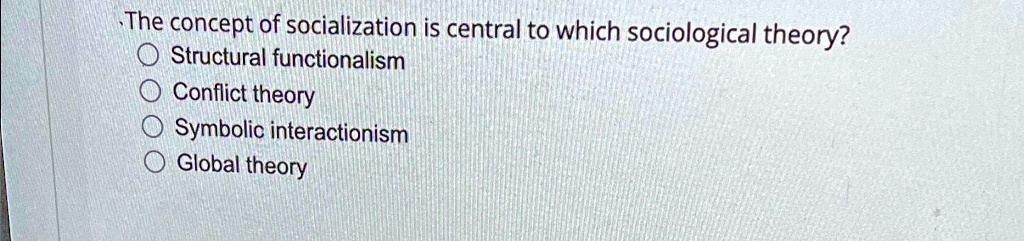 The concept of socialization is central to which sociological theory ...