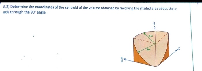 SOLVED:8.3) Determine the coordinates of the centroid of the volume ...