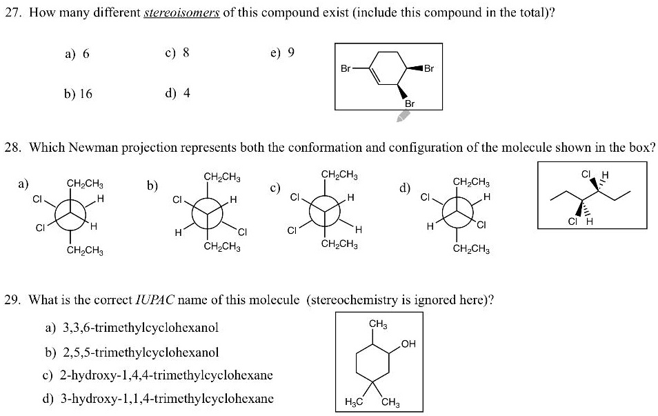 SOLVED: 27, How many different Stereoisomers of this compound exist ...