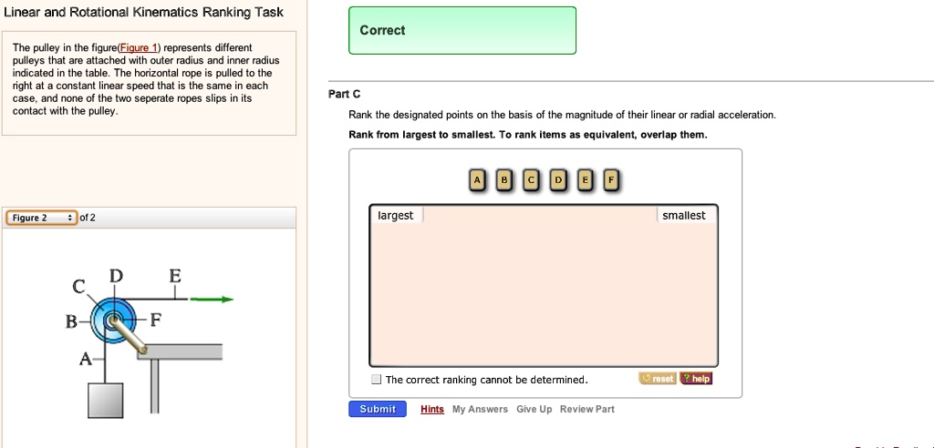 [GET ANSWER] Linear and Rotational Kinematics Ranking Task The pulley ...