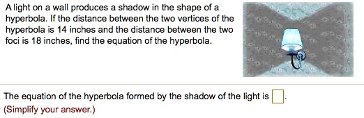 a light on wall produces shadow in the shape of a hyperbola if the ...