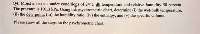 SOLVED: Q4: Moist air exists under conditions of 24Â°C dry-bulb temperature and relative ...