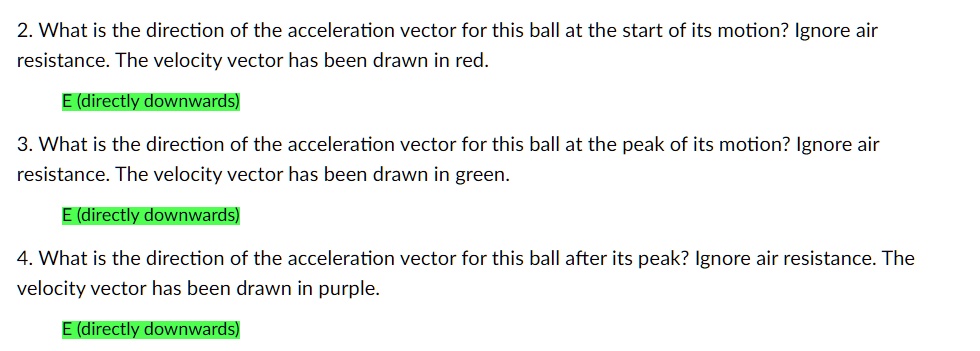 SOLVED:2. What is the direction of the acceleration vector for this ...