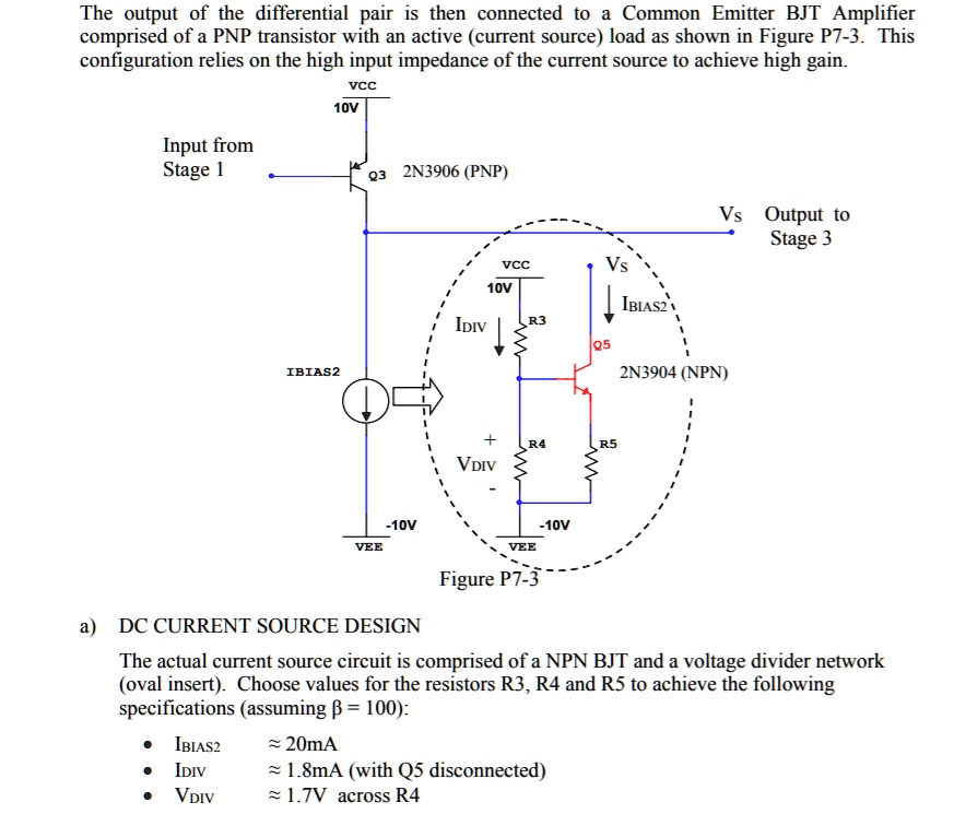 the output of the differential pair is then connected to a common emitter bjt amplifier ...