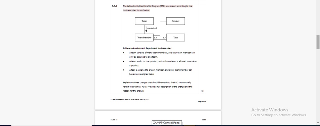 SOLVED: The below Entity Relationship Diagram (ERD) was drawn according to the business rules ...