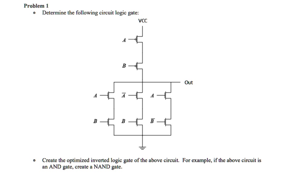 SOLVED: Problem 1 Determine the following circuit logic gate: VCC Out ...