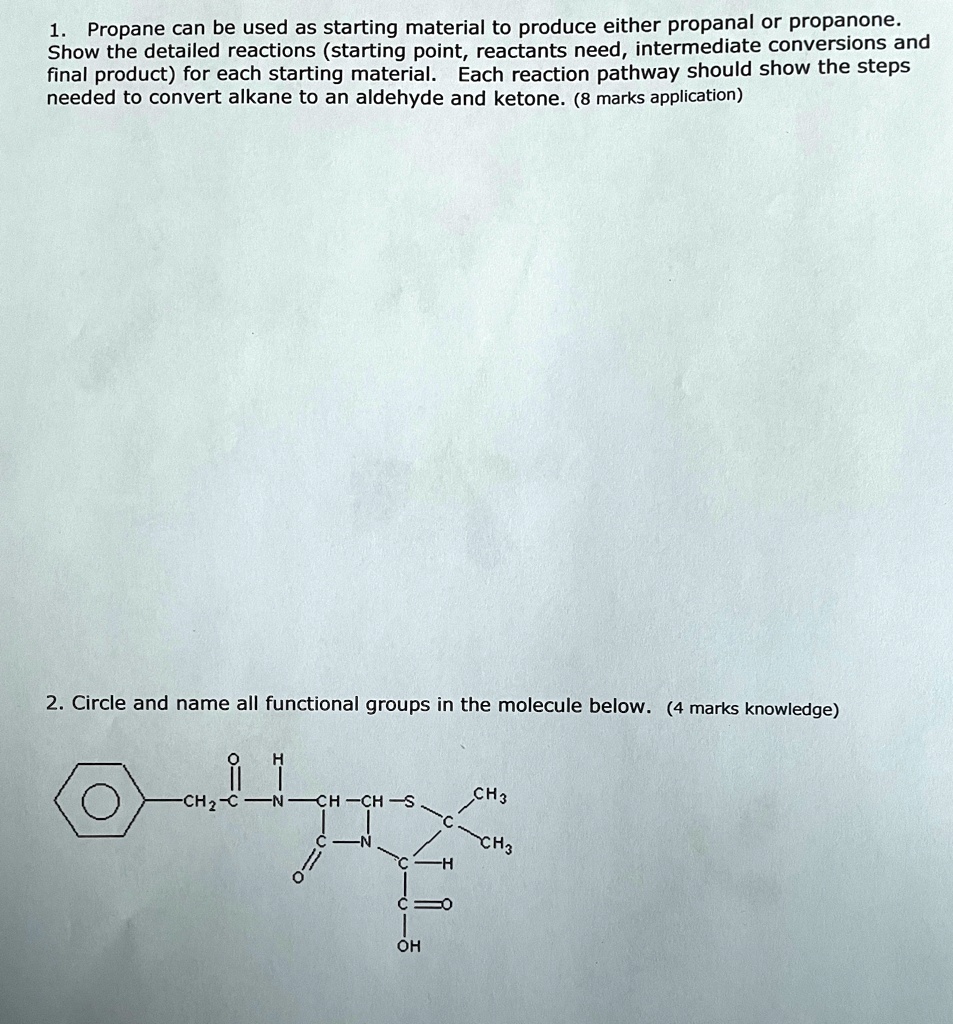 SOLVED: Propane can be used as a starting material to produce either ...