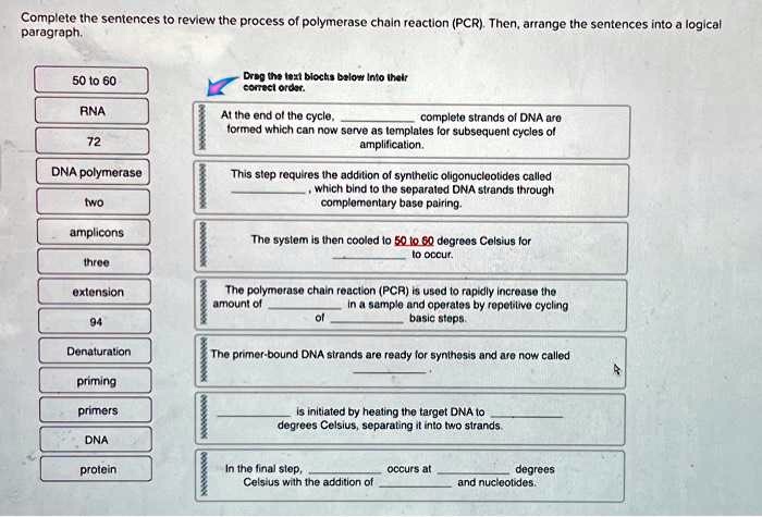 SOLVED: The correct order is as follows: The polymerase chain reaction ...