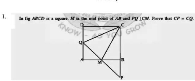 SOLVED: 'abcd is a square m is the midpoint of ab and pq is ...