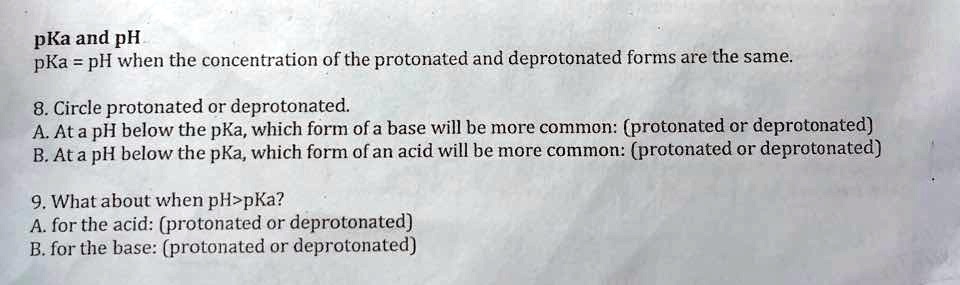pKa and pH pKa = pH when the concentration of the protonated and ...
