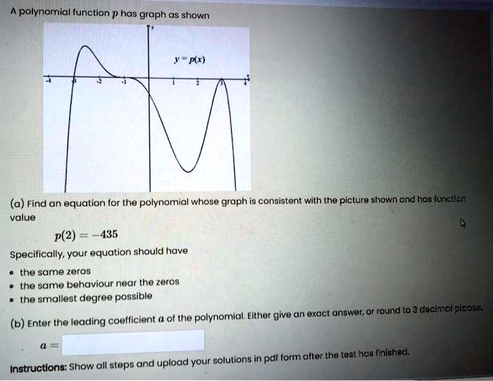 SOLVED: A polynomial function p has graph as shown J=M) (a) Find an equation tor (he polynomial ...